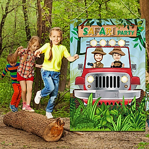 Jungle Photo Prop, Large Fabric Jungle Adventure Photo Door Banner Background, Funny Jungle Games Supplies for Jungle Party Decorations, 59 x 39.4 Inch