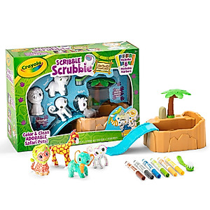 Crayola Scribble Scrubbie Safari Animals Tub Set, Color & Wash Creative Toy, Gift for Kids, Age 3, 4, 5, 6