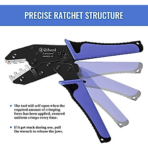 Qibaok Crimping Tool Ratcheting Wire Crimper for Heat Shrink Connectors Ratchet Terminal Crimper Wire Crimp Tool AWG 22-10