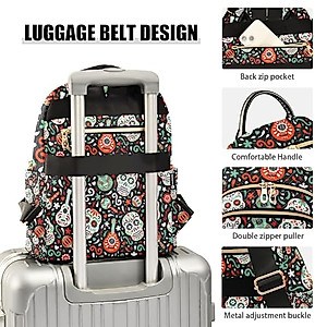 Yasala Halloween Women Backpack Tribal Sugar Skull Guitar Travel Bag Compact Daily Bag Diaper Bag
