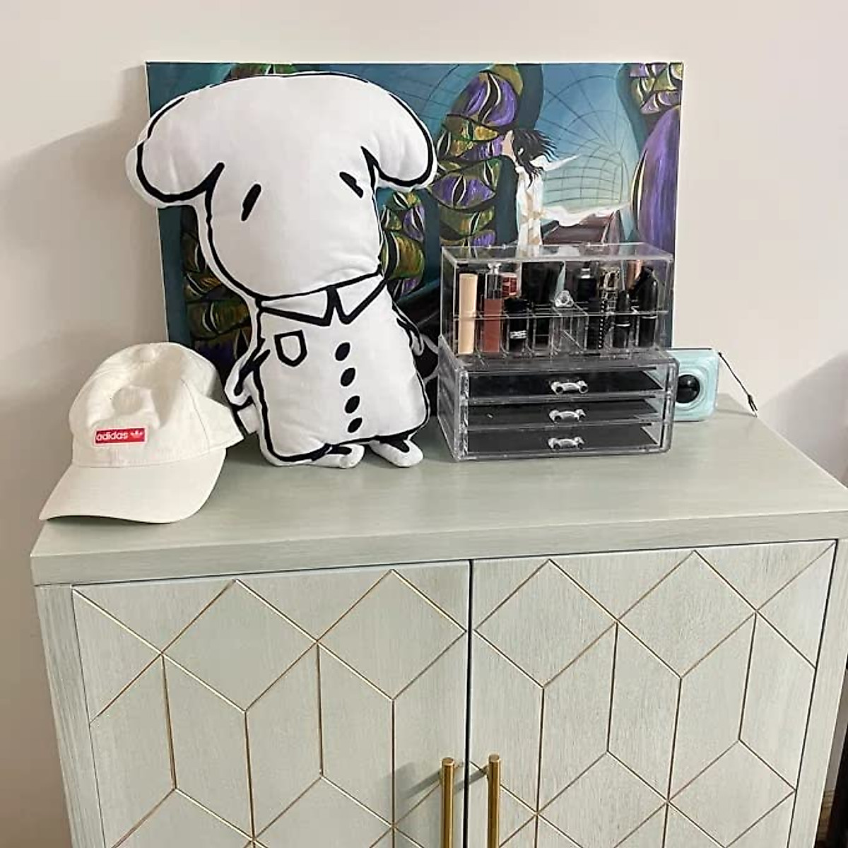 HLR Green Accent Cabinet with Gold Trim,Storage Cabinet with Doors,Modern Wooden Sideboard, Side Cabinets for Bedroom, Living Room, Kitchen, Office and Hallway