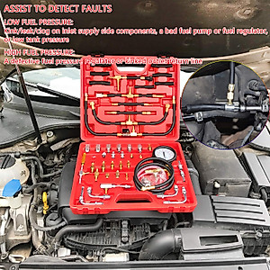 JIFETOR Fuel Injection Pump Pressure Tester Gauge Kit, Car Gasoline Gas Fuel Oil Injector Test Manometer Tool Set 0-140PSI, Universal for Auto Truck SUV Motorcycle ATV RV SUV