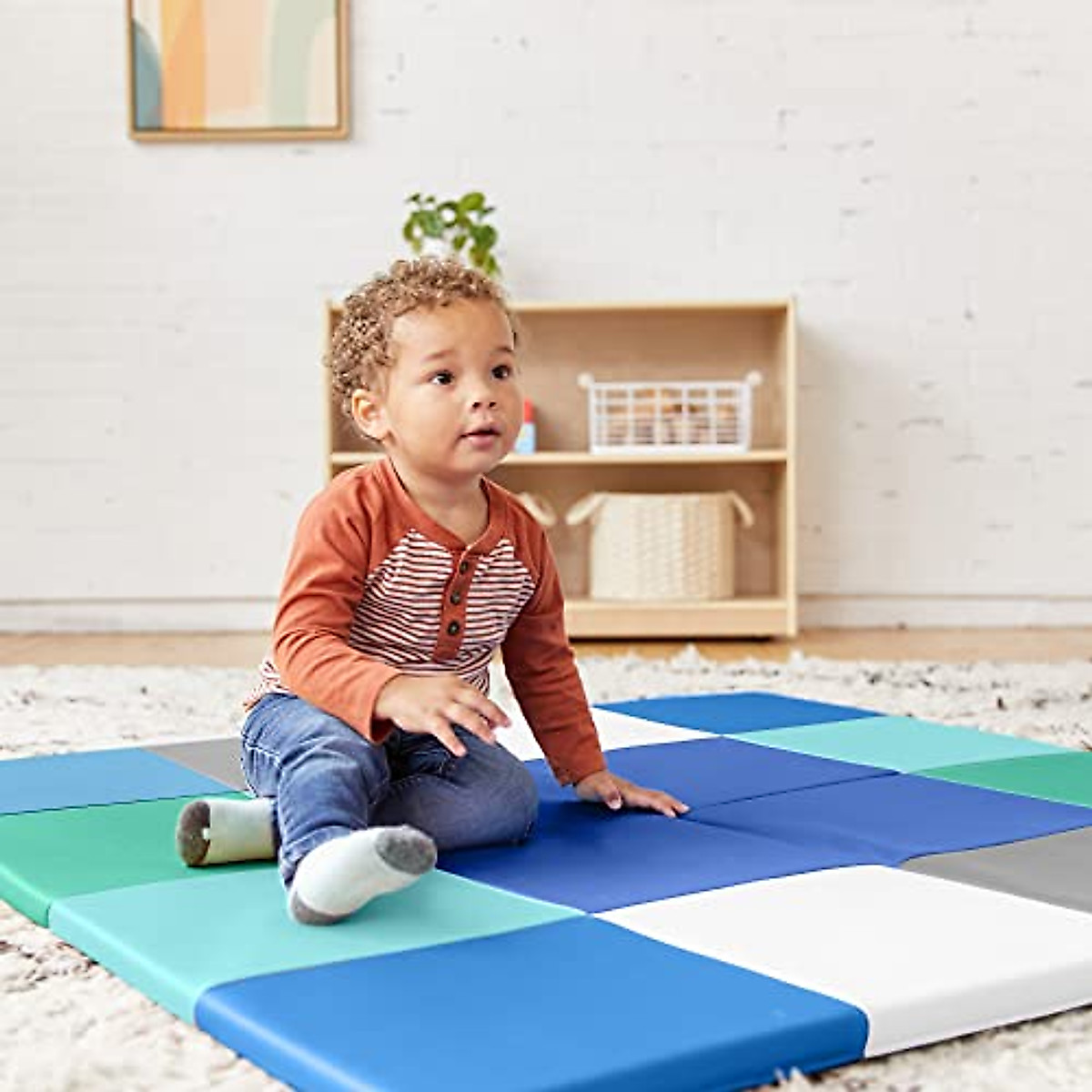 ECR4Kids SoftZone Square Dance Activity Mat, Folding Playmat, Contemporary