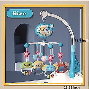 Baby Musical Crib Mobile with Light and Projector, Mobile for Crib with Remote Control ＆ Timming Function, Rotating Hanging Rattles Toy for Newborn