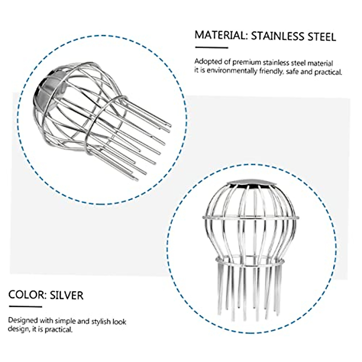 YARNOW 2 pcs Stops Rooftop Line to Guard Downspout Cap Outdoor Cover Steel Stainless Strainer Blocking Gutter Roof Other Pipe Extensions Floor Leaf Tool Leaves Clogging Anti- Down Drain