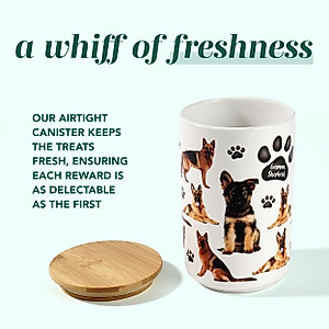 Greenline Goods Premium Dog Treat Ceramic Canister Set – German Shepherd Airtight Canister for Fresh Treats, Ceramic Jar & Containers with Lids, Farmhouse Canisters, Ideal Kitchen Canisters
