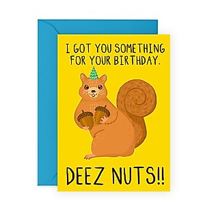 CENTRAL 23 Funny Birthday Cards For Men Women - Deez Nutz! - Friend Birthday Card Female - Gag Jokes Humor Gifts For Him Her - Comes With Fun Stickers