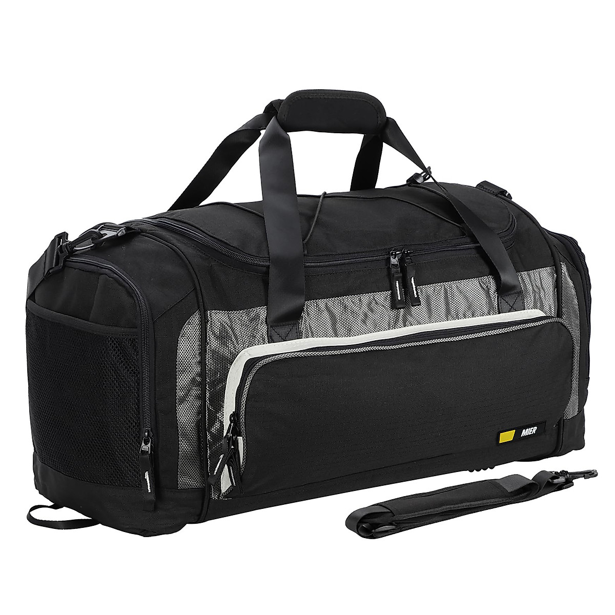 MIER Large Duffel Bag Men's Gym Bag with Shoe Compartment, 60L, Black