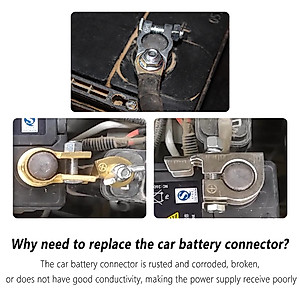 Durable&Adjustable Battery Terminal Connectors Car Accessories Kit(Negative & Positive Battery Cable Terminals+2PCS Battery Terminal Fiber Washers) Fit for Most Car Truck Van Boat