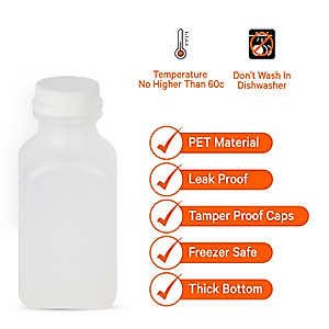 CUNTAIN juice bottles – Set of 6 HDPE Plastic Juice Bottles with Caps – 12 oz Empty Containers for Beverages, Water, Juice – Leakproof Plastic Containers with Lids, Bottles for Juice