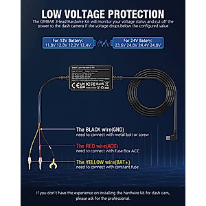 OMBAR Dash Cam Front and Rear + OMBAR Dash Cam Hardwire Kit