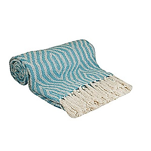 Turquoise Throw Blanket | Throw Blanket for Couch Sofa | Throw Blanket for Bedroom | Farmhouse Throw Blanket | Cozy Lightweight Decorative Throw for Bed | Living Throw Blanket | Knit Throw Blanket