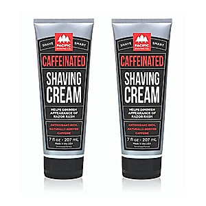 Pacific Shaving Company Caffeinated Shaving Cream - Caffeine, Shea Butter + Spearmint Antioxidant Shaving Cream - Clean Formula for a Hydrating, Redness Reducing + Irritation-Free Shave (7 Oz, 2 Pack)