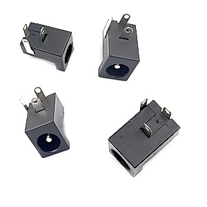 DEVMO 20PCS DC Power Jack Socket Connector 5.5 x 2.1mm DC-005 Black Barrel-Type PCB Mount + 12V DC Power Jack Connector Cable