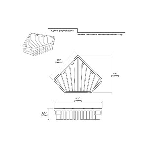 Gatco 1499 8-1/2-Inch Shower or Tub Corner Basket, Chrome