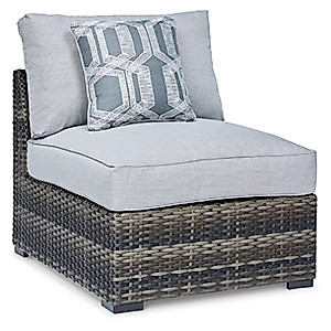 Signature Design by Ashley Harbor Court Outdoor Armless Chair with Cushion, 2 Count, Gray