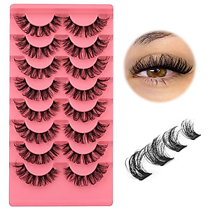 Cluster Lashes Natural Look Wispy Cat Eye Lashes Extensions Fluffy False Eyelashes Individual Lashes Strips DIY Lashes Pack Natural Lashes Clusters 8 Pairs by Newcally