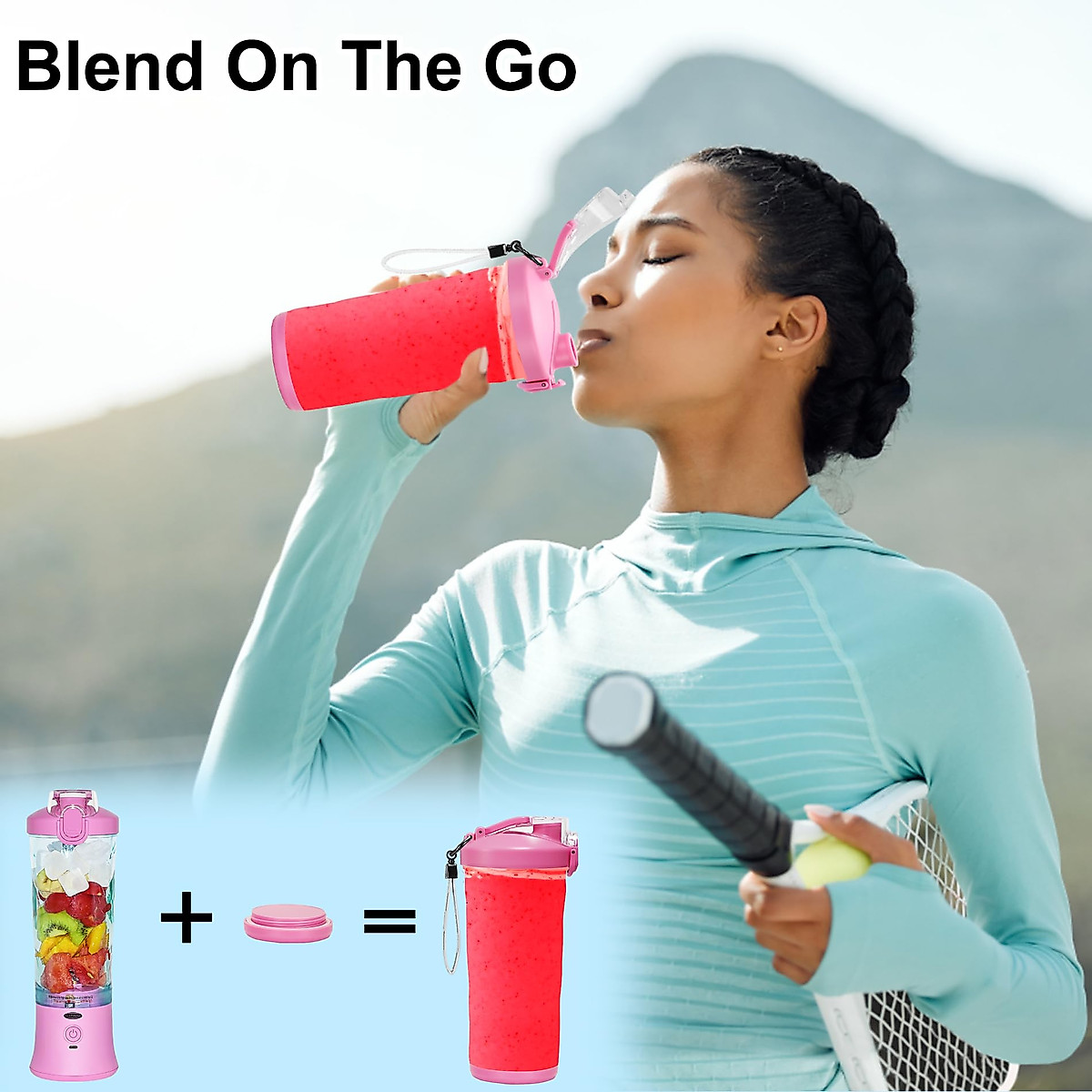 Portable Blender for Shakes and Smoothies 20 Oz, Waterproof Personal Blender USB Rechargeable with 6 Blades and Travel Lid for Kitchen, Office, Gym & Travel (Light Purple)