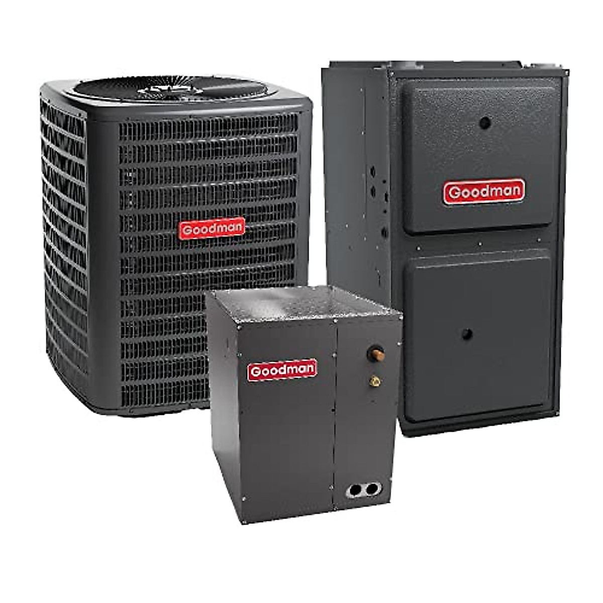 Goodman 3.5 Ton 14.3 SEER2 Single Stage Heat Pump GSZB404210 and 80,000 BTU 92% AFUE Multi-Speed Gas Furnace GM9S920804CN Upflow System with CAPTA4230C4