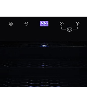 Vinotemp EL-28TS 28 Bottle Cooler Refrigerator, Freestanding Wine Fridge with Touch Screen Adjustable Temperature Control, Dual-Paned Glass Door and Safety Lock, Black