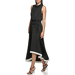 Karl Lagerfeld Paris Women's Blak High-Low Maxi Dress, Black Soft White, 2