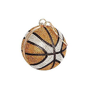 GripIt Rhinestone Basketball Round Bag Purse And Handbags for Women Gold Clutch Evening Hand Bags Party Wedding Ball Cool Purses Diamond Clutch Purses