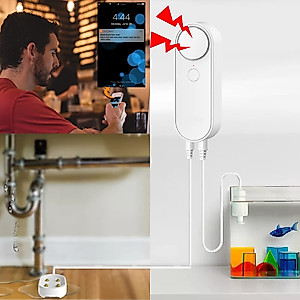 WiFi Water Leak / Water Level 2 in 1 Detector, Smart Water Sensor Alarms, Detached 2 M Dual Detection Line, Left and Right Dual Alarms, Remote App Monitoring, Dual Alerts, AAA Battery Powered