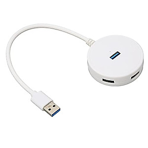 USB 3.0 Hub, 4 Port Hub 5Gbps Transmission White Plug and Play for Windows for OS X for Linux