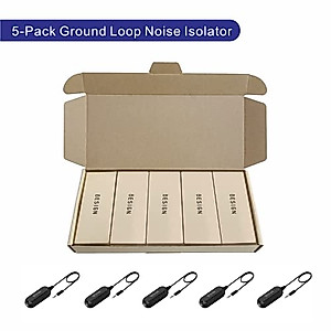 BESIGN Ground Loop Noise Isolator for Car Audio/Home Stereo System with 3.5mm Audio Cable, 5-Pack