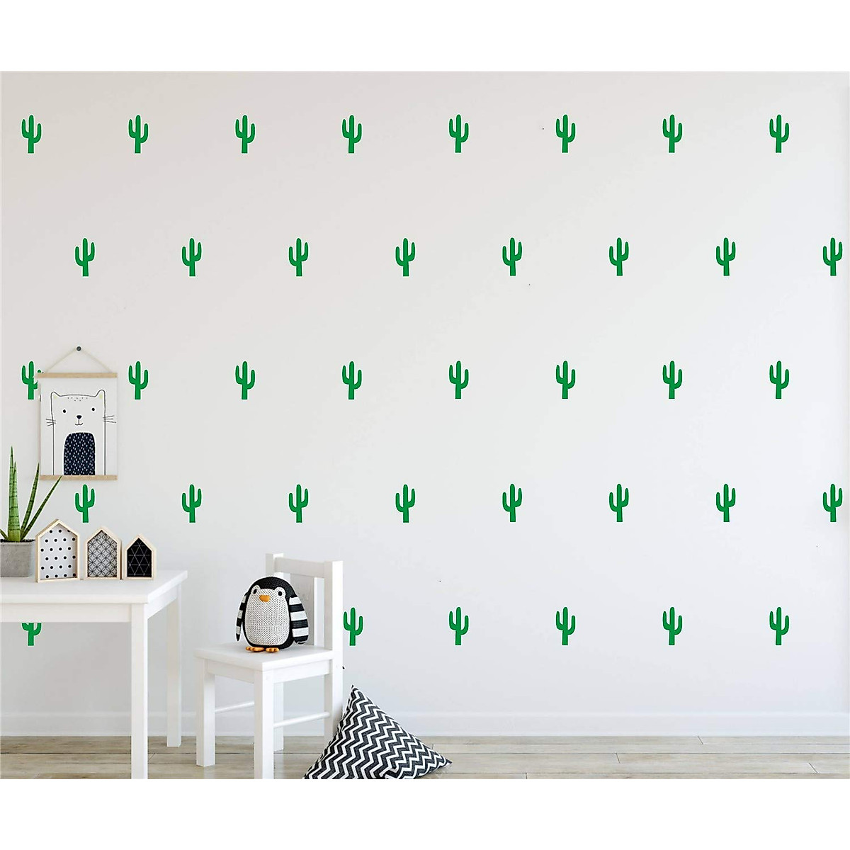 JOYRESIDE 48 Pieces/Set Cactus Decals Wall Vinyl Sticker Home House Nursery Desin Cacti for Baby Kids Boy Girl Bedroom Living Room Decoration Art Decor YMX20 (Green)