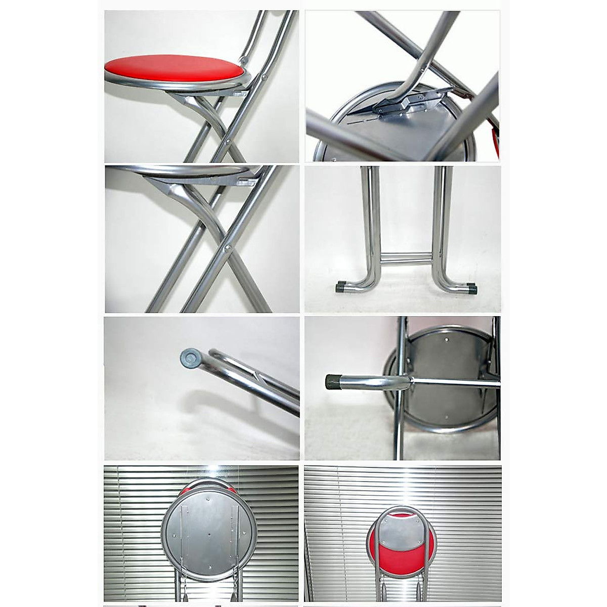 BSROZKI Portable Folding Stool for Women Men Folding 350lbs Cane Seat Chair Four-Foot Stable for Elders with PU Soft Back Support (1 Piece)