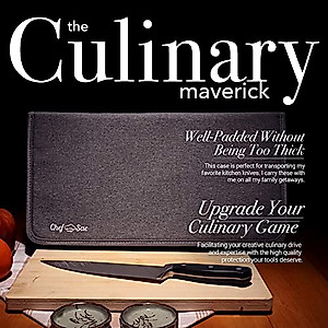 Chef Knife Bag Travel Folder Extended Knife Case | 8 Pockets for Knives, Kitchen Tools & Camp Accessories | Special Slot for Honing Rod | Durable Knife Holder for Chefs & Culinary Students (Dark Grey)