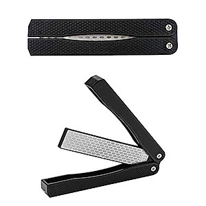 Hand-held double-sided whetstone, 400/600 Grit Folding Pocket Diamond Whetstone, Knife Sharpener Stone for Outdoor Camping Kitchen Garden