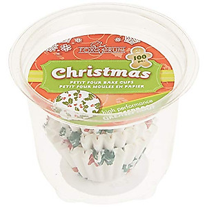 Fox Run Christmas Disposable Bake Cups, 1.5 x 1.5 x 0.75 inches, White
