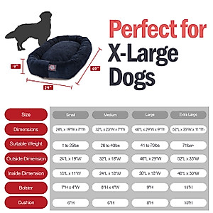 Majestic Pet 52 Inch Micro Velvet Calming Dog Bed Washable – Cozy Soft Round Dog Bed with Spine for Head Support - Fluffy Donut Dog Bed 52x35x11 (inch) – Round Pet Bed X- Large – Navy