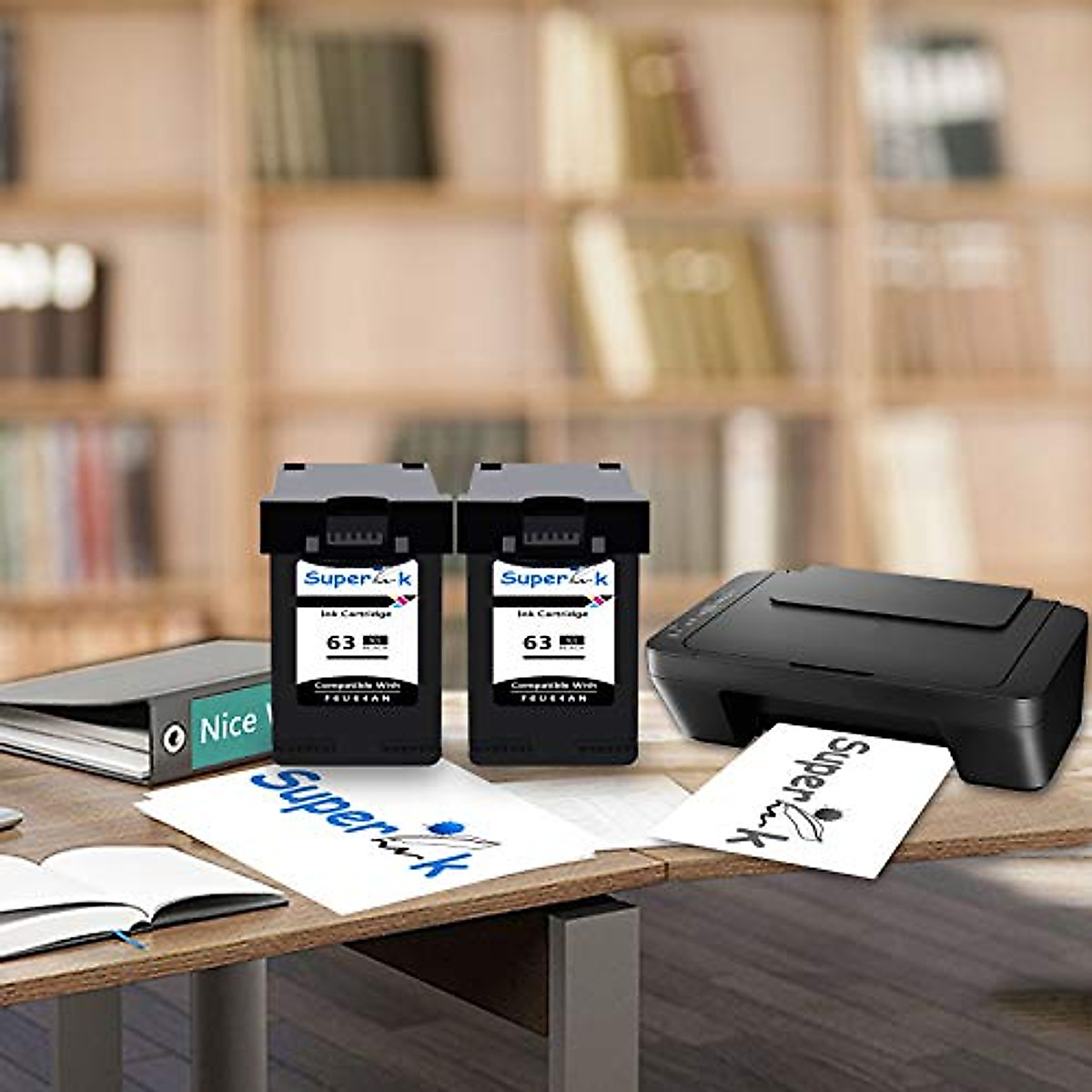 SuperInk Remanufactured Ink Cartridge Compatible for HP F6U64AN 63XL 63 XL 63 (Black, 1-Pack)