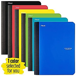 Five Star Composition Book/Notebook, Wide Ruled Paper, 100 Sheets, 9-3/4" x 7-1/2", Color Selected For You, 1 Count (09006)