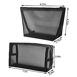yeabwps 4 Pieces Portable Mesh Cosmetic Bags Breathable Makeup Bags Black Mesh Zipper Pouch for Home Offices Travel Accessories Organizer, 2 Sizes
