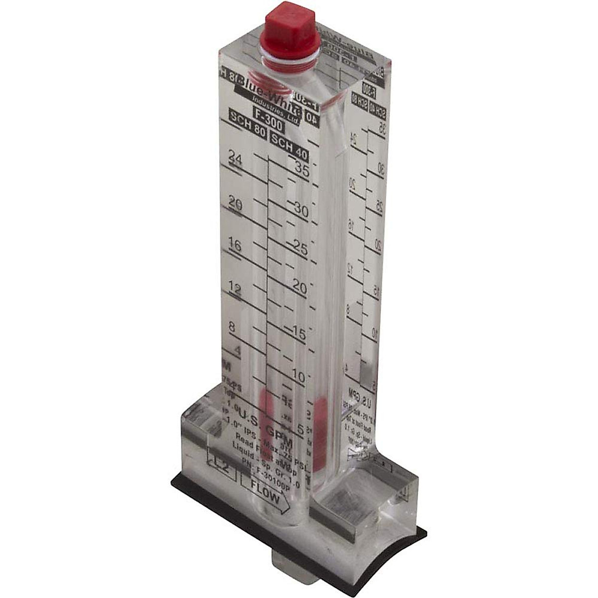 Blue-White Flowmeter for 1 in. PVC Pipe, Horizontal Installation