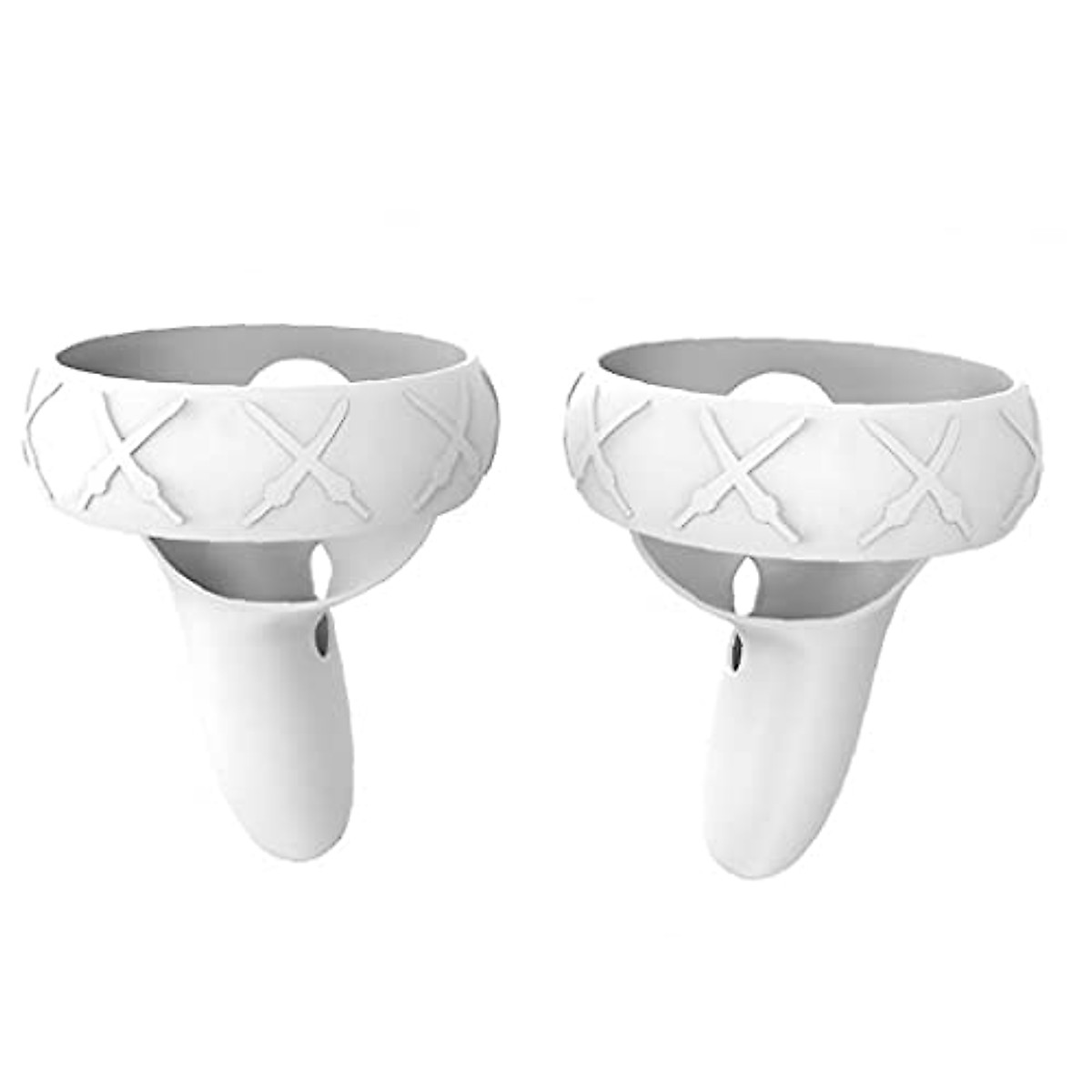 Grip Cover for Oculus Quest 2 Touch Controller Grip Accessories Anti-Throw Handle Protective Sleeve with Adjustable Hand Strap (White 1 Pair)