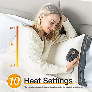 WOOMER [5 Year Warranty] Heated Blanket Full Size Electric Blanket 77"x 84", Soft Flannel Fast Heating Blanket, 10 Heating Levels & 0.5-12H Auto Off, Over-Heat Protection, ETL Certification