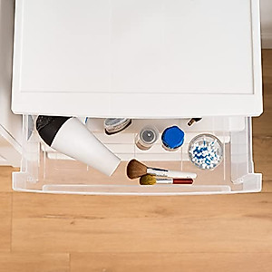 OROXCO 4 Drawer Wide Plastic Storage Tower for Adult or Teen, White and Clear