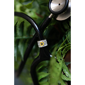 charMED Custom Stethoscope Charms - Sunflower Charm - Gifts for Nurses, Doctors, Veterinarians, Technicians, Surgeons & Healthcare Professionals - Metal Silver 0.5" Ring Charm