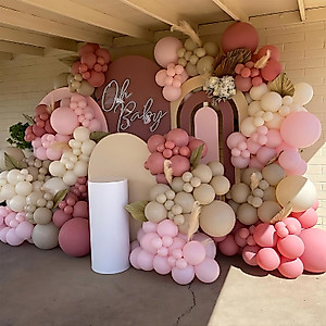 Dusty Pink Balloon Garland Arch Kit - Double Stuffed Matte Pink White Sand Balloons Boho Blush Nude Balloons for Baby Shower Birthday Valentines Day Bridal Wedding Party Decoration