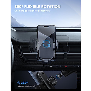 Lamicall 2024 Wider Clamp & Metal Hook Car Phone Holder Vent [Thick Cases Friendly] Phone Holder Car Hands Free Cradle Air Vent for Smartphone (Dark Grey)