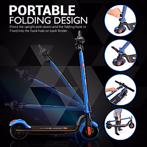 Hurtle Upgraded Portable Folding Electric Scooter - Foldable Commuter Scooter W/ 250w Motor, Inflatable Tire, LED Display, 3 Speed Up to 15.5mph, 15 Miles Range, Hand Brakes - for Adult & Kids S10