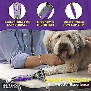 Hertzko Cat Dematting Tool Double Sided Dog and Cat Dematting Comb - for All Pets - Effortlessly Removes Tangles, Mats, and Loose Fur - Safe, Easy Grooming for Cats and Dogs