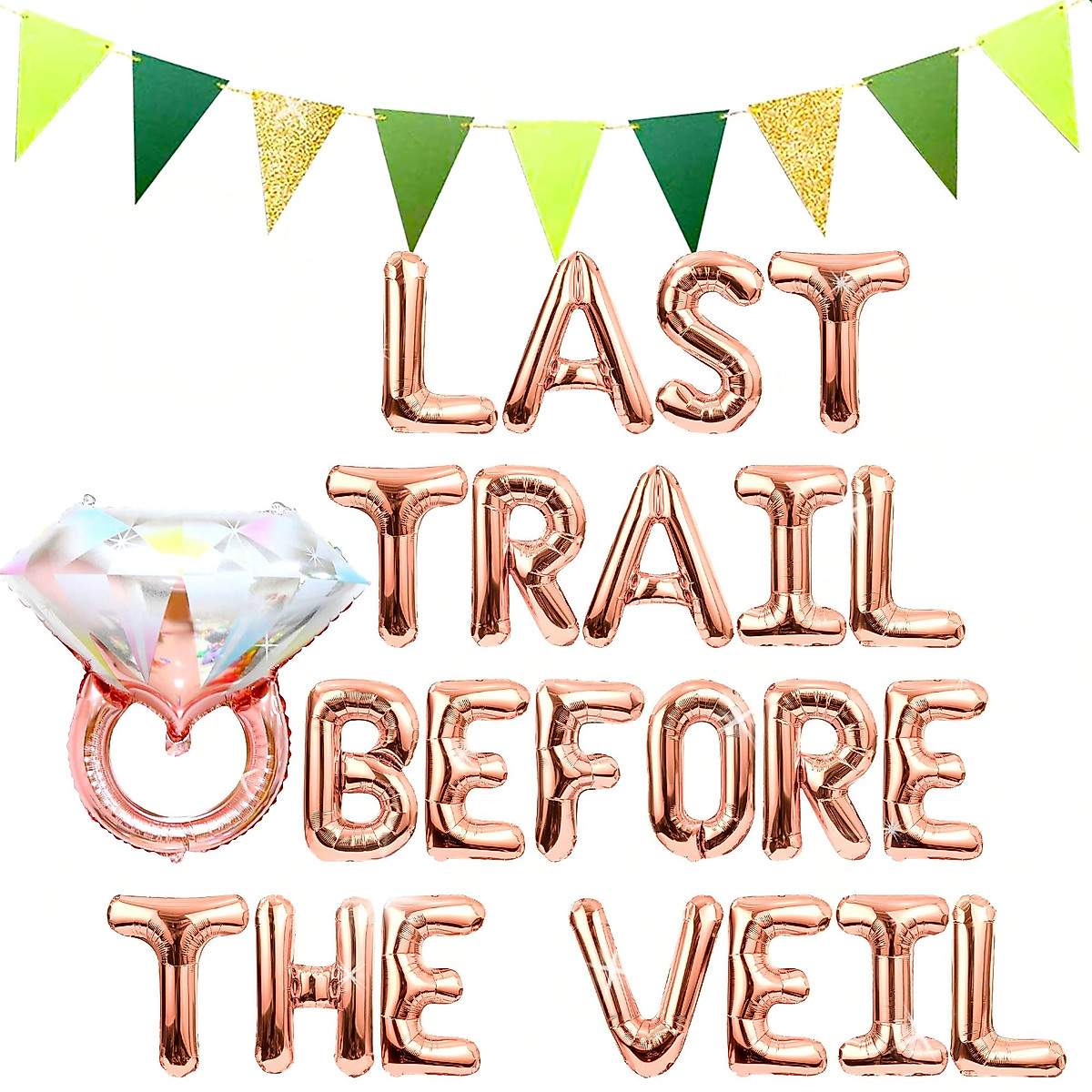 Rose Gold Mountain Bachelorette Party Decorations Last Trail Before The Veil Banner Balloon Hiking Bachelorette Party Decorations Supplies Mountain Wedding Bridal Shower