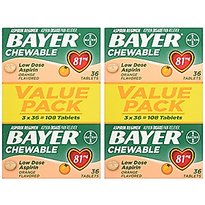 Bayer Aspirin Orange Value Pack of 36ct, 2Pack