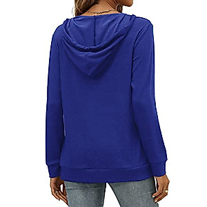 Saloogoe Sweatshirt for Women Pullover V Neck Hoodies Long Sleeve Fall Tops Large